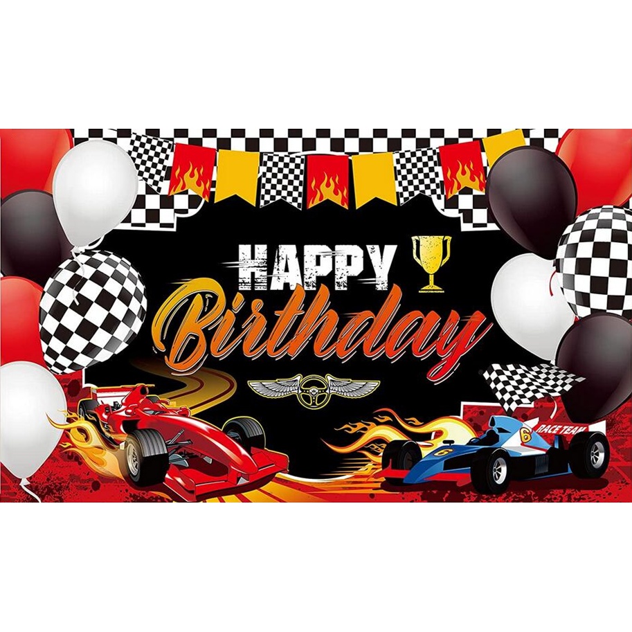 5x3ft Car Racing Happy Birthday Backdrop Car Themed Birthday Party ...