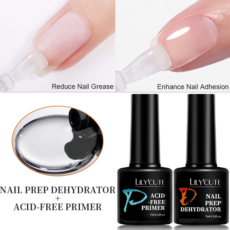 LILYCUTE 7ml Multi Functional Nail Primer Prep Dehydrator Gel Nail ...