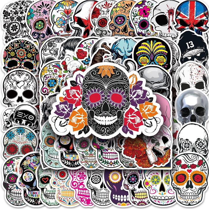 50 Piece Funny Skull Stickers Waterproof DIY For Phones Laptop Car ...