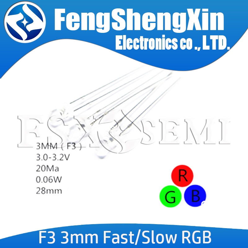 100 Pcs/Batch 3mm Fast/Slow RGB Flash Red Green Blue Rainbow Multicolor ...