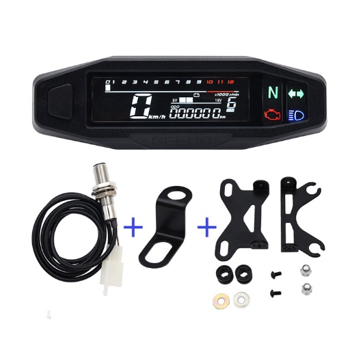 For KR200 Universal Moto RPM Tachometer Speedometer Speed Gauge Tacho ...