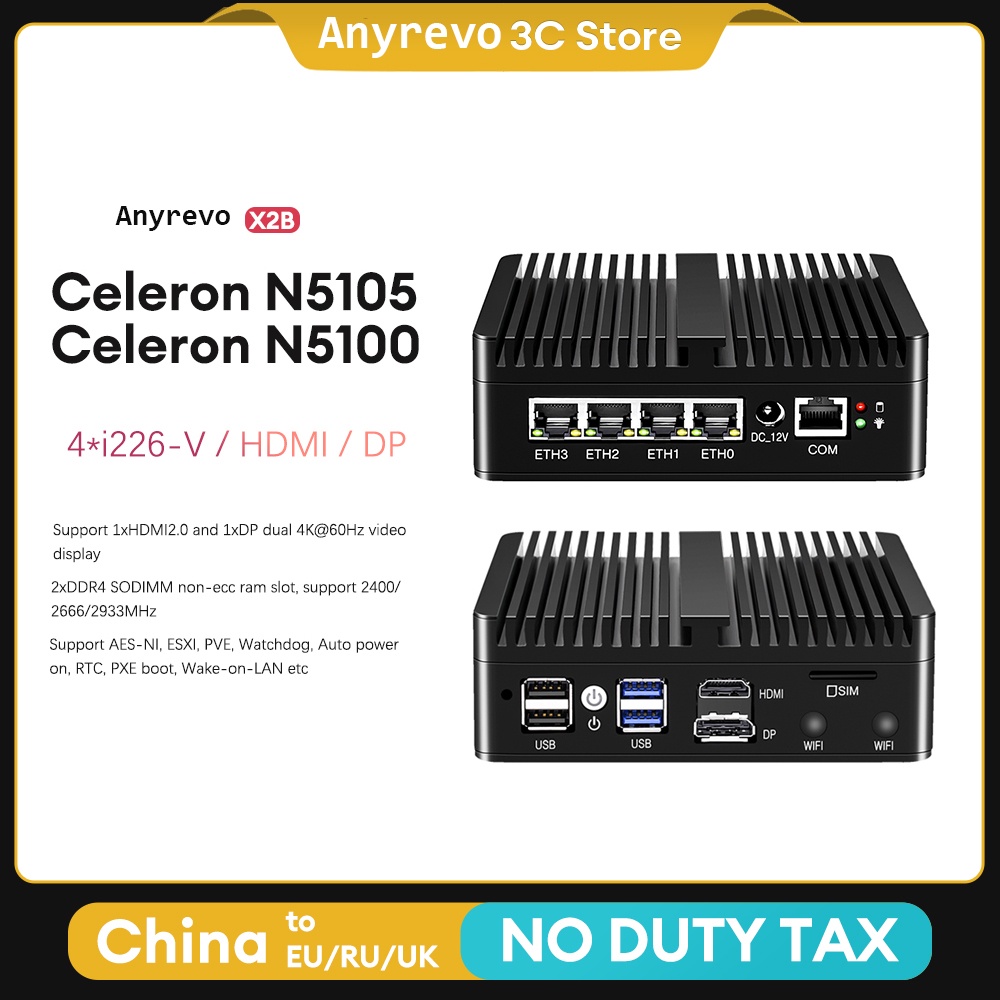 G30B Intel Celeron N5105/N5100 Soft Router Fanless Mini PC 4x Intel ...