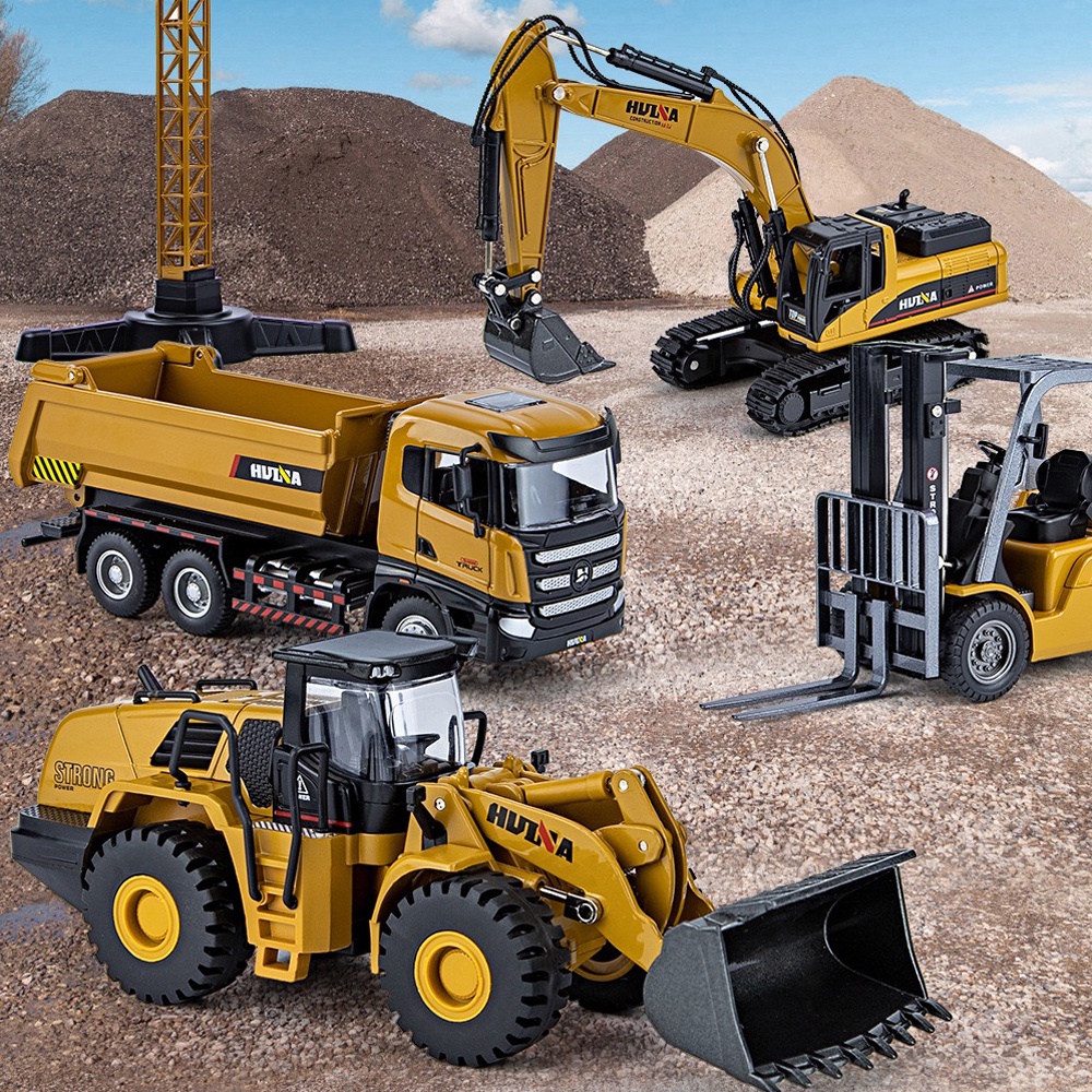 1:50 Scale Excavator truck crane loader forklift mixer Alloy Car Model ...