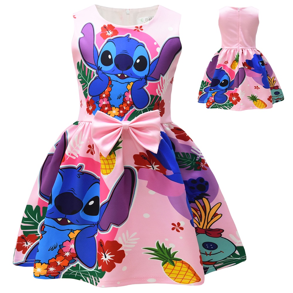 Kids Girls Star Treasure Lilo and Stitch Dresses Children's Fancy Party ...