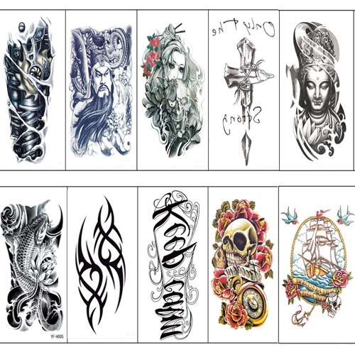10 Pieces Flower Arm Half-Arm Tattoo Stickers Waterproof Men Women Long ...