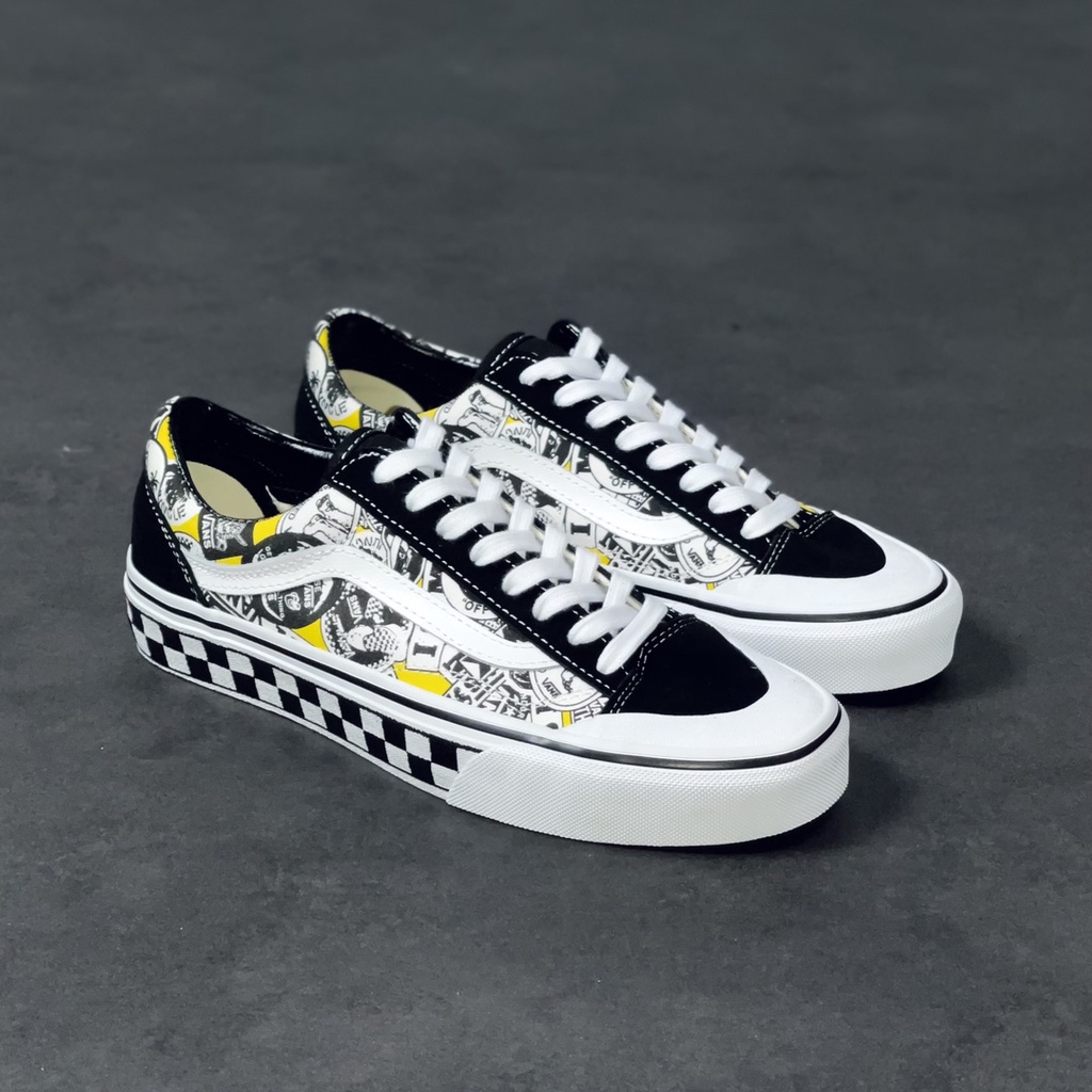 Vans Style 36 SF Checkerboard side print Half moon bun toe cartoon ...