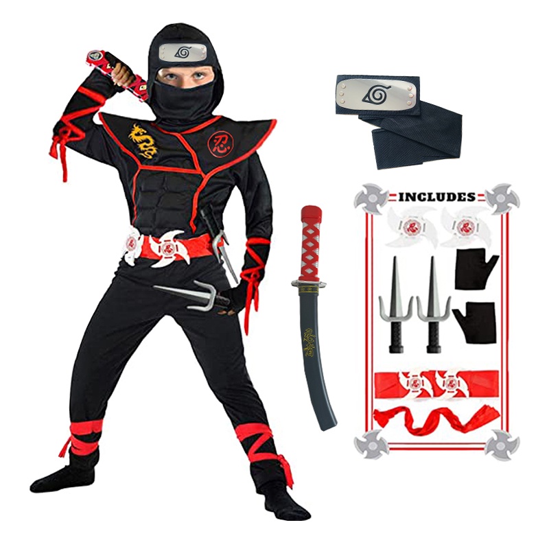 Muscle Ninja Costume for Kids Boys Cosplay Naruto Assassin Warrior ...