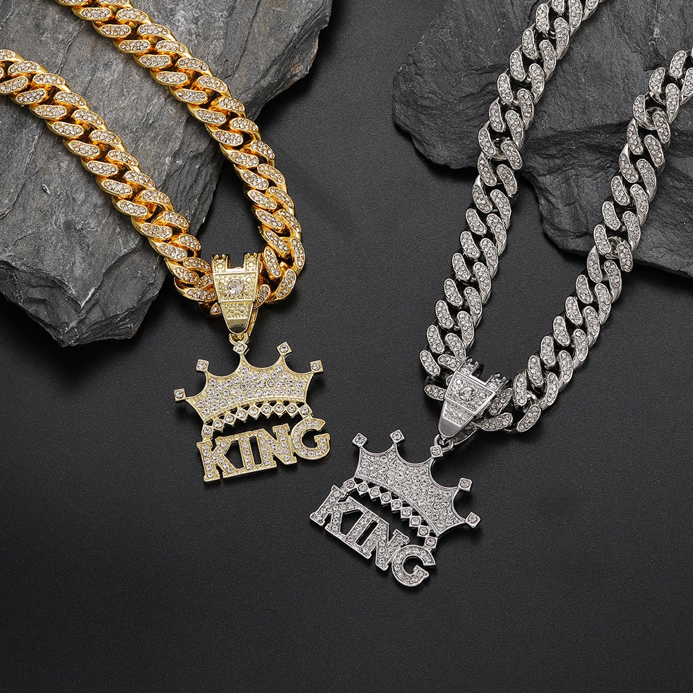 NEW Cuba Chain, Europe and America Hip-hop KING Crown Pendant, Men's ...