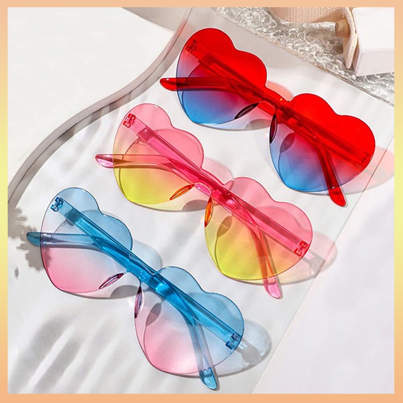 Fashion Jelly Gradient Heart-shaped Lenses Sunglasses Outdoor Sun ...