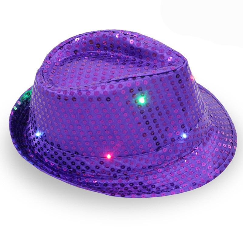Party Hat Light up Men Cap With Sequins Dance Top Hat Jazz Hats Adult ...