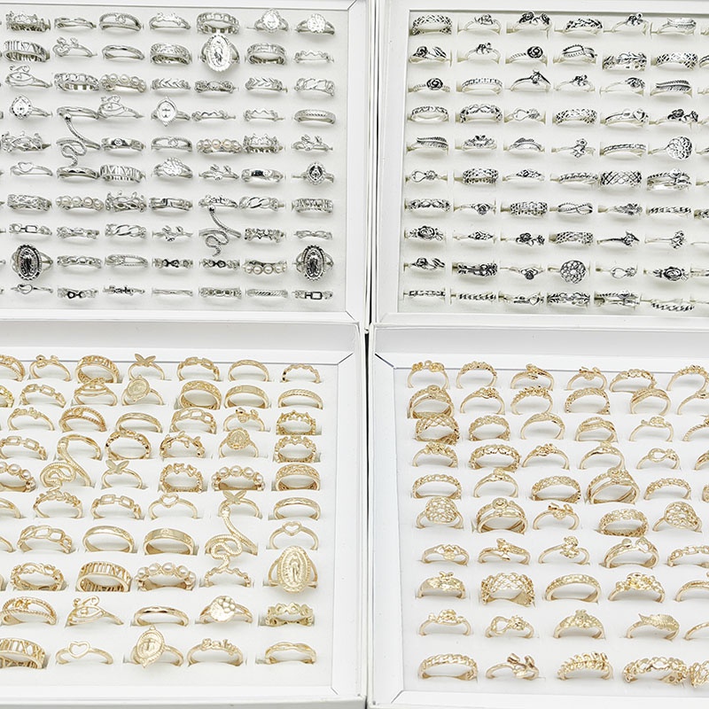 50pcs/Lot Jewelry Factory New Mix Style And Size Finger Rings For Women ...