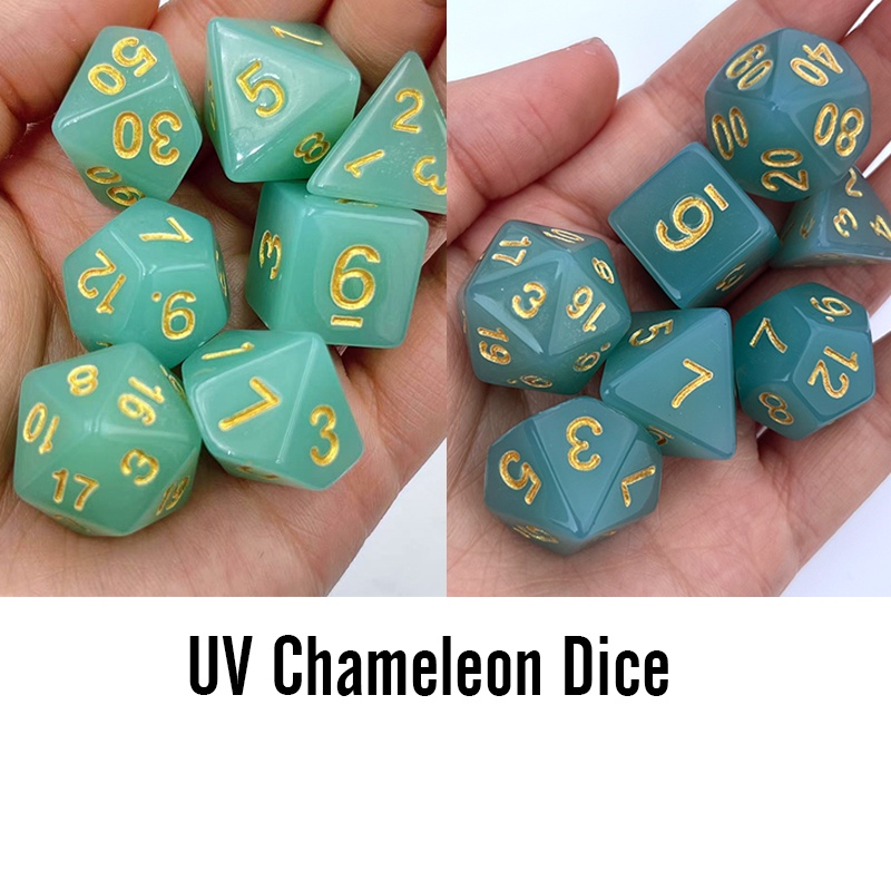 7pcs Set UV Chameleon DND Dice Set Polyhedral Table Game Dice Role-Playing RPG Dice With Box ...