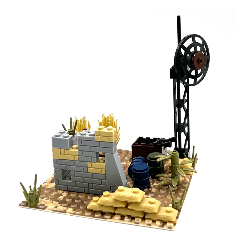 Military Barbed Wire Sandbag Barricade Chain MOC Building Block WW2 ...