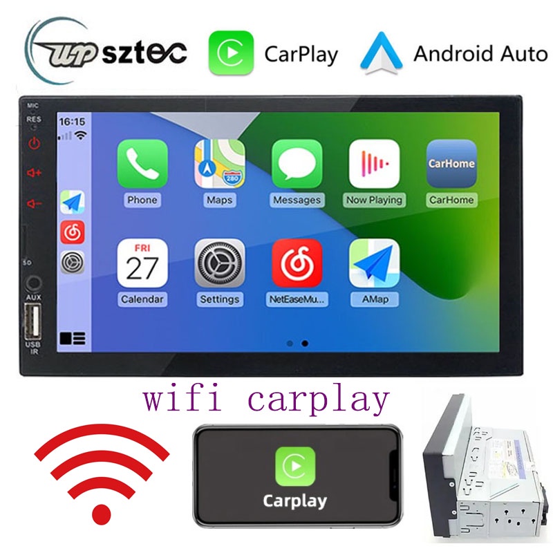 1 DIN MP5 Wireless WiFi Carplay & Android Auto 7023 HD 1024*600 TFT ...