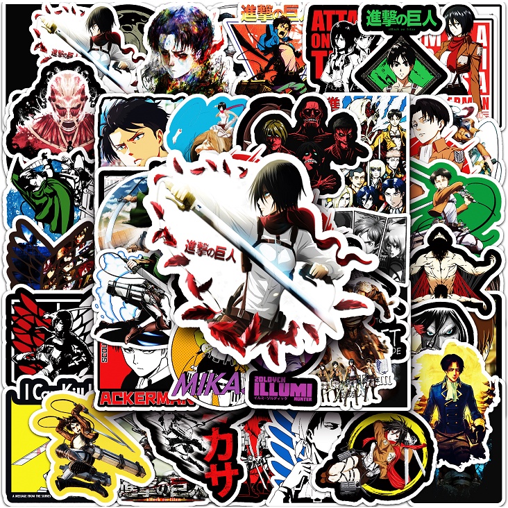 50 Piece Funny Attack On Titan Stickers Waterproof DIY For Phones ...