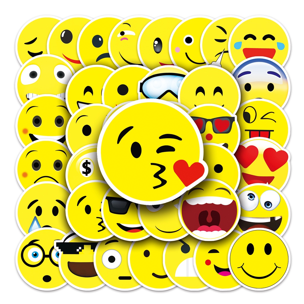 50 Piece Funny Smile Emoji Stickers Waterproof DIY For Phones Laptop ...