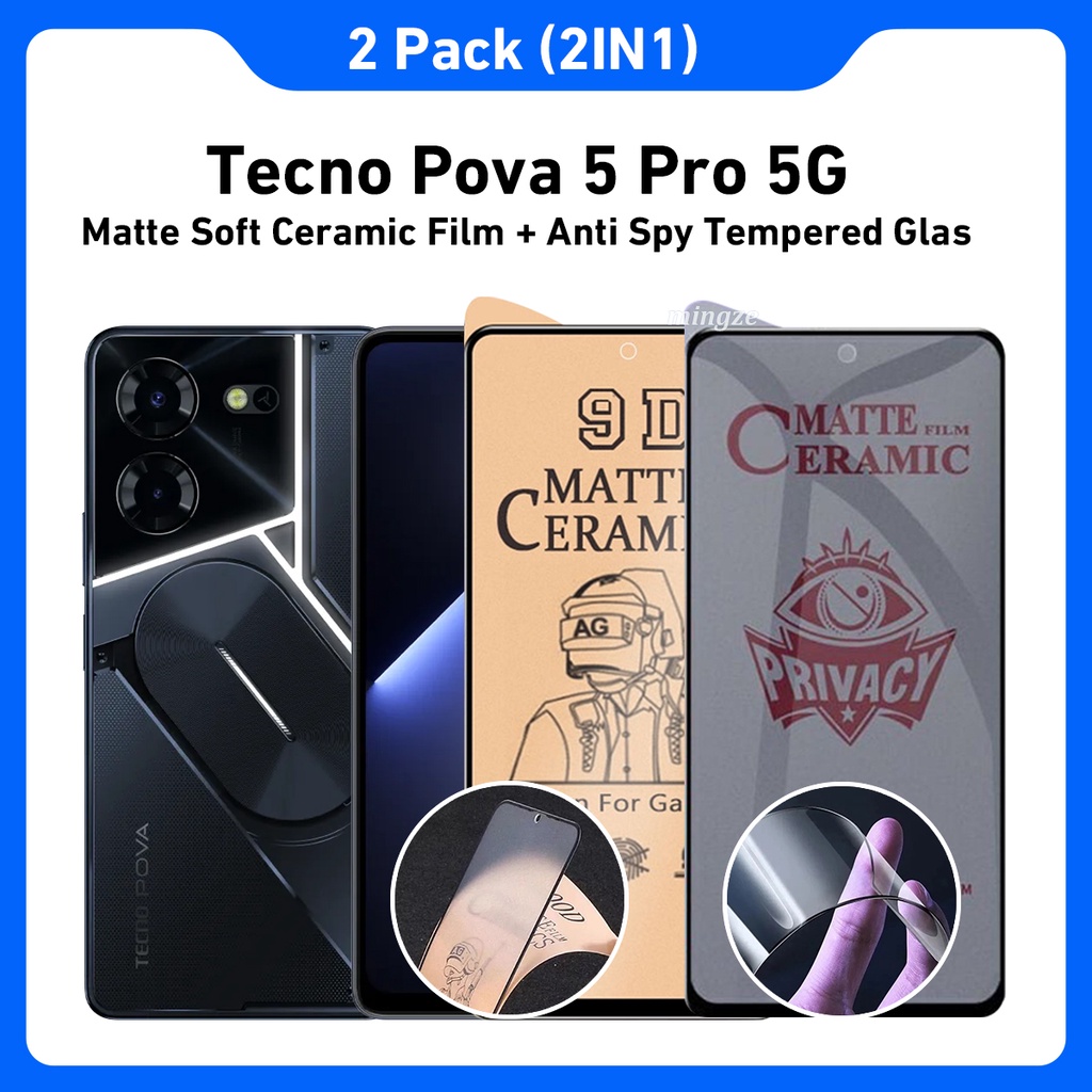 Tecno Pova 5 Pro Anti-Spy Privacy Tempered Glass soft film Tecno Pova 5 Pro 5G Screen Protector ...