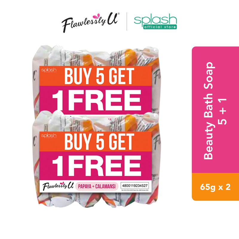 Flawlessly U Whitening Soap 2in1 Papaya Calamansi 65g (5+1) - Set of 2 ...