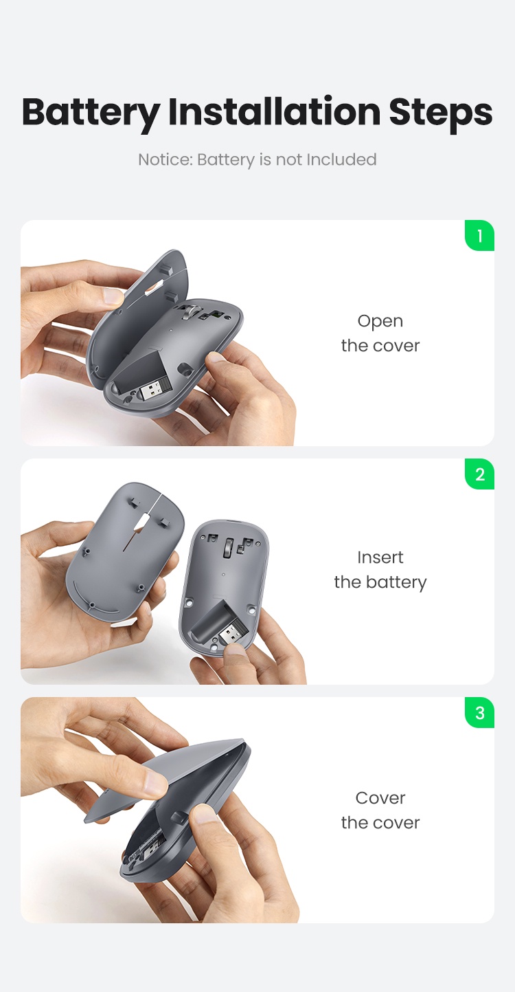 UGREEN 2.4G 5.0 Bluetooth Wireless Mouse4000 DPI Wireless Mice For ...