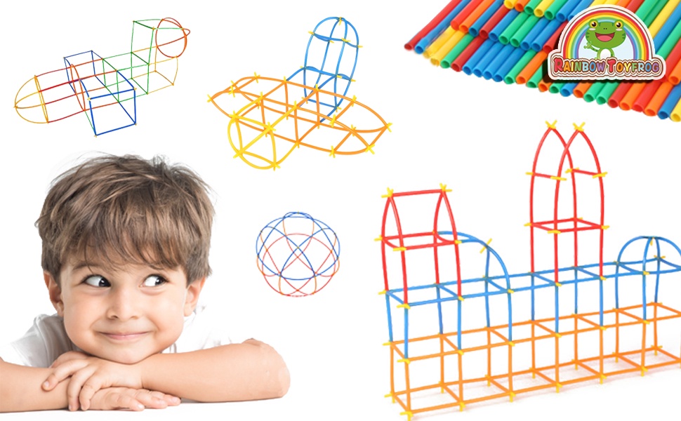 Straw Constructor STEM Building Toys Colorful Interlocking Plastic ...