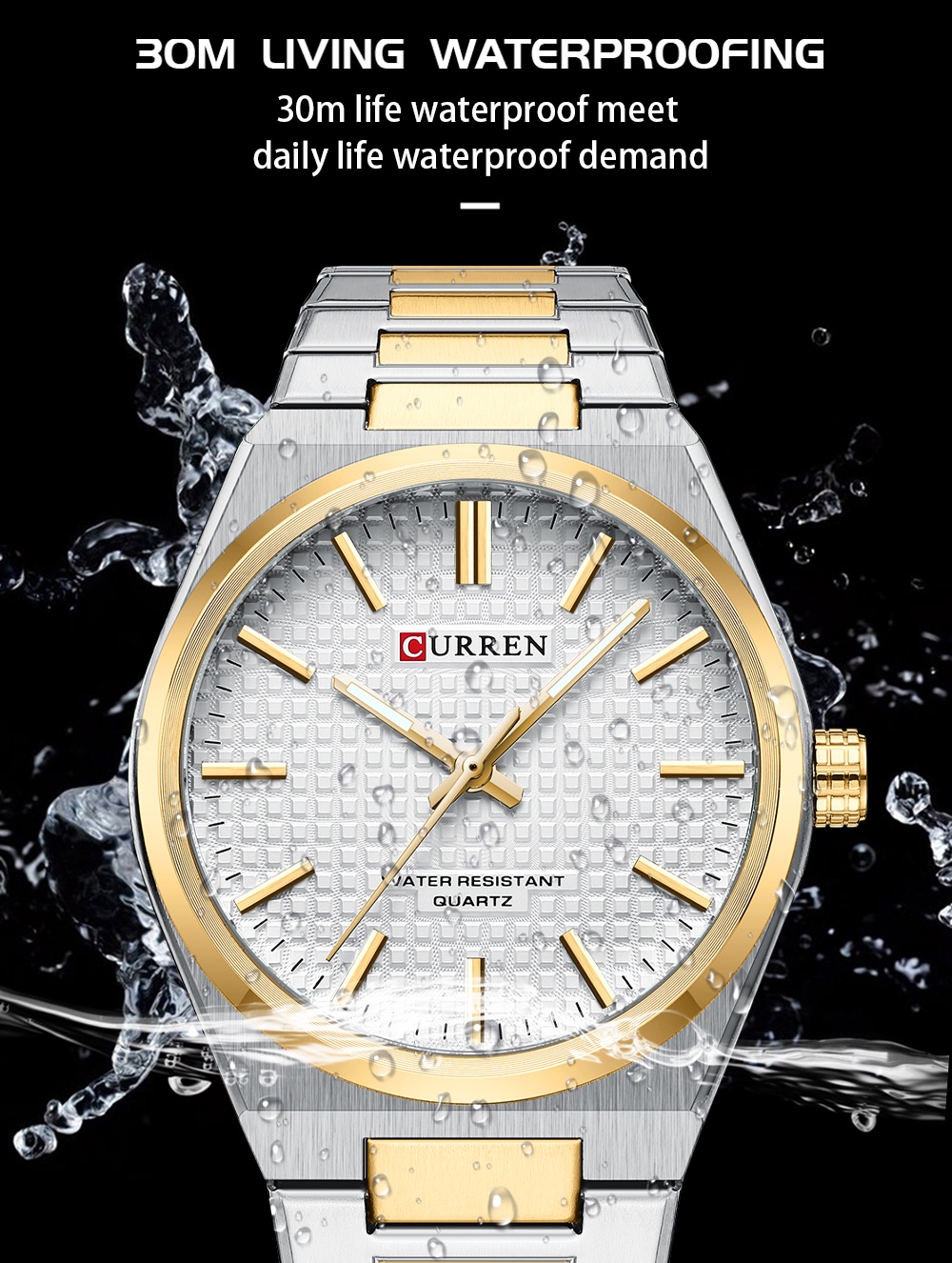 CURREN Men's Watch Simple Fashion Luxury Waterproof Stainless Steel ...