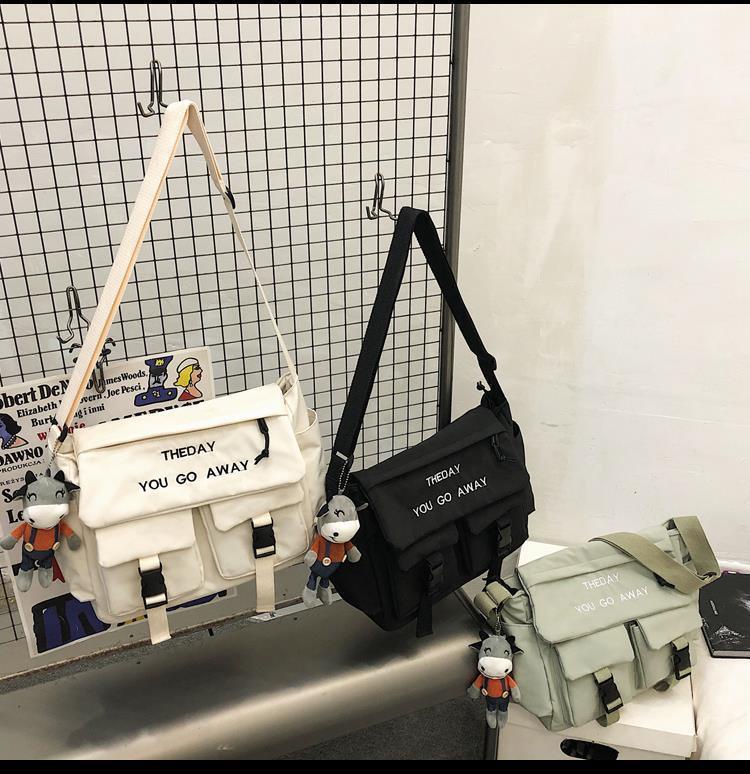 Crazy Bag Men's Retro Hip Hop Large Capacity Shoulder Bag Fashion Solid ...