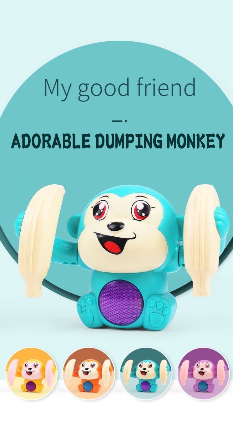 Baby Voice Control Rolling Little Monkey Toy Walk Sing Brain Game ...