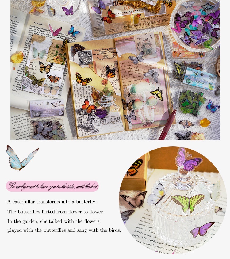 ENWEI 40 Pcs [Butterfly Garden Series] Vintage Journal Stickers ...