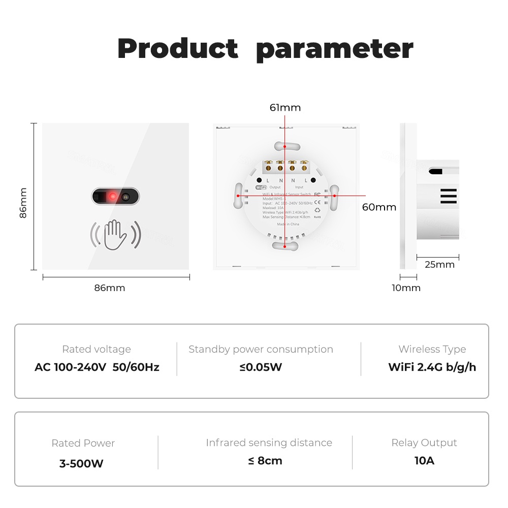 SMATRUL No Need Touch Ewelink Wifi Smart Ir Wall Light Switch Wave ...