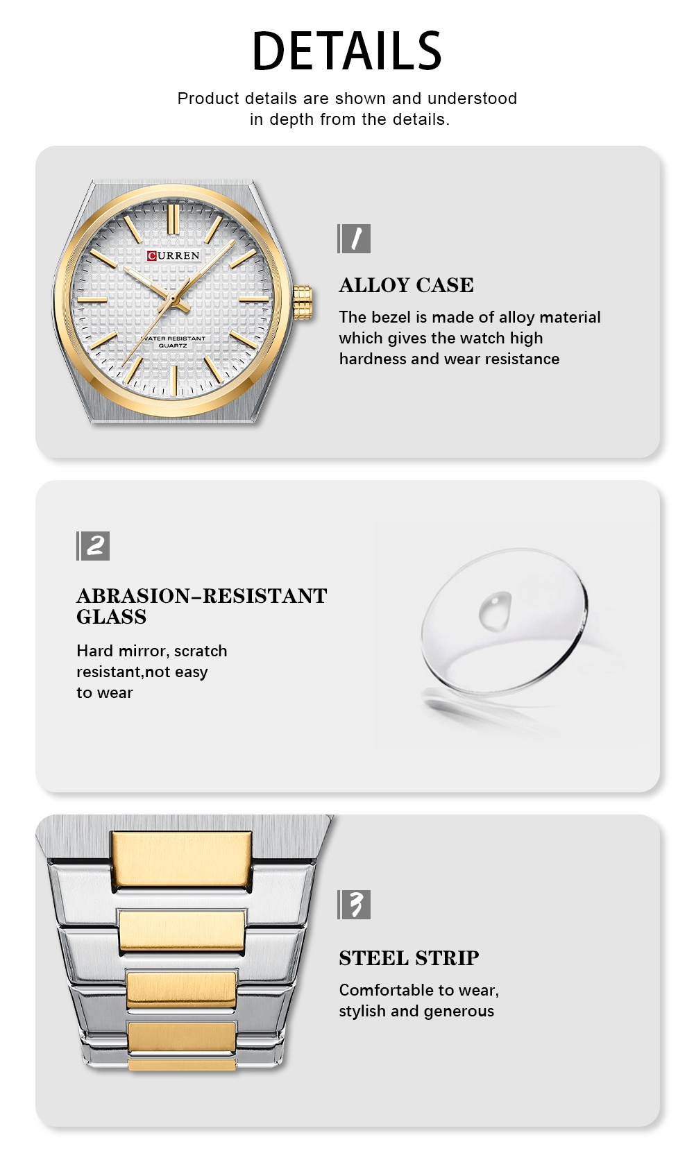 CURREN Men's Watch Simple Fashion Luxury Waterproof Stainless Steel ...