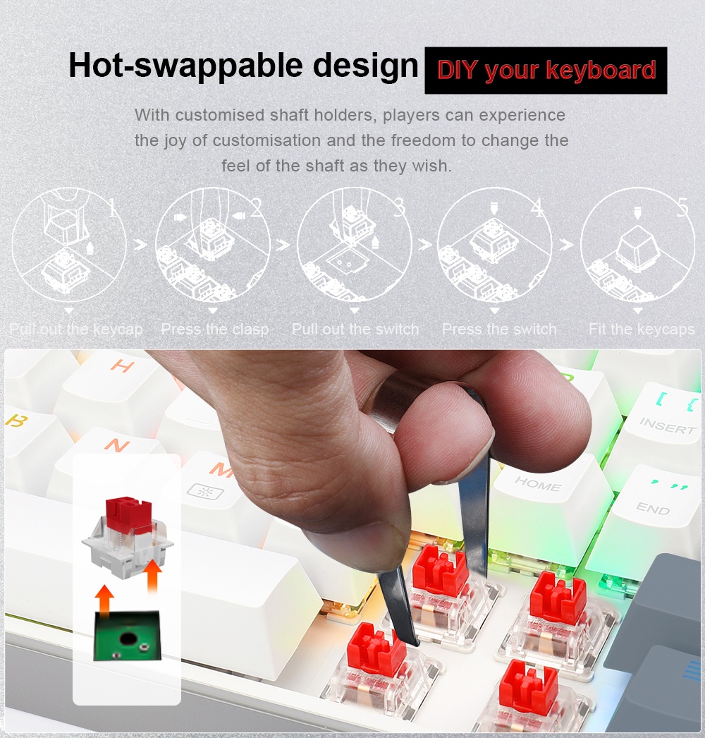 E-YOOSO Brazilian Portuguese Keyboard Z686 RGB USB 60% Mini slim ...