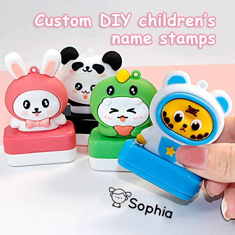 Cute Action Animals Custom Name Stamp For Kids And Student Waterproof ...