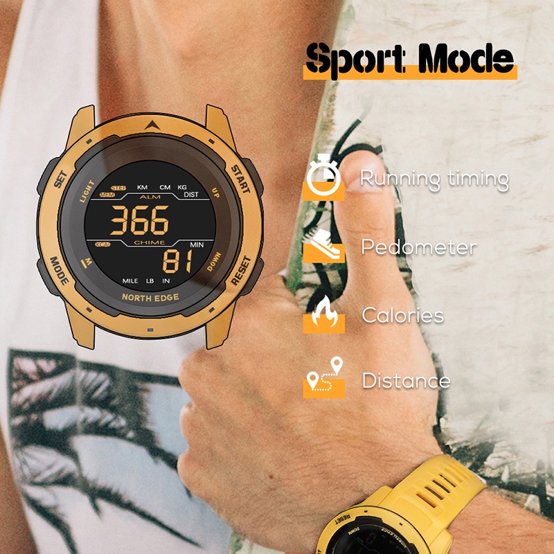 NORTH EDGE Shockproof Military Tactical Watch For Man 50M Waterproof ...