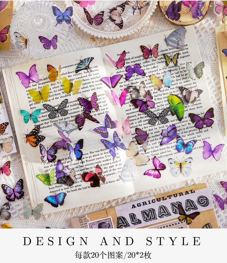 ENWEI 40 Pcs [Butterfly Garden Series] Vintage Journal Stickers ...