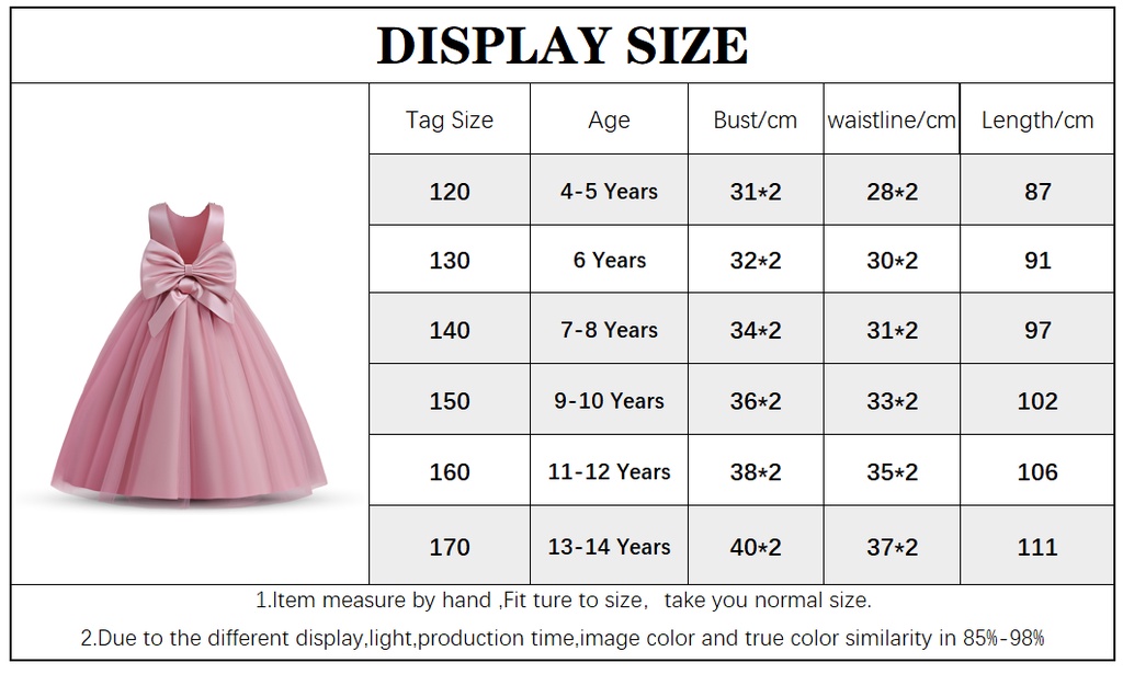 WFRV Kid Girls Lace Princess Long Gown Big Bow Dresses for Girls Flower ...