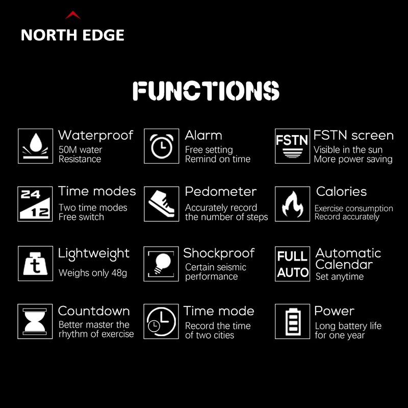 North Edge Mars Watch Shockproof For Men Original Waterproof 50m ...