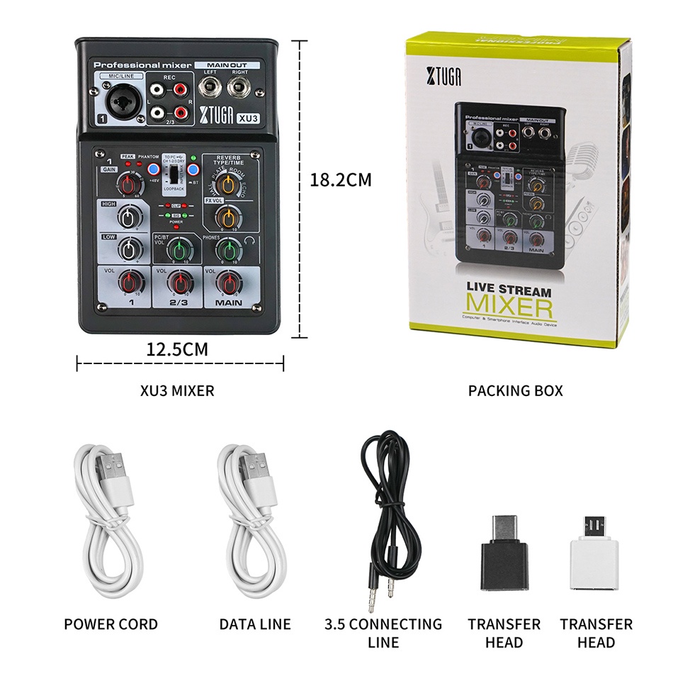 XTUGA XU3 Mini Audio Interface, Recording Sound Card Support Stereo ...