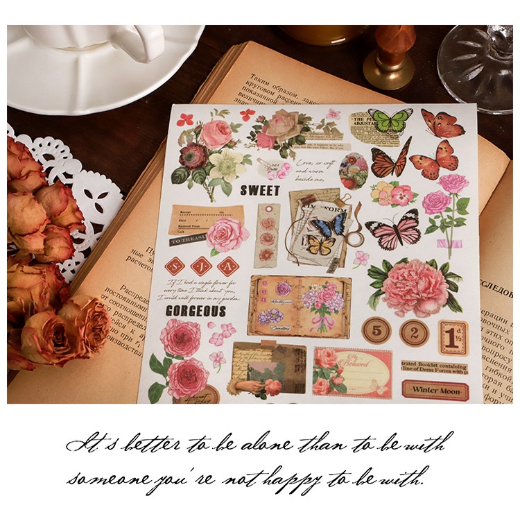 ENWEI 1 Sheet [Butterfly Garden Series] Vintage Journal Stickers Washi ...