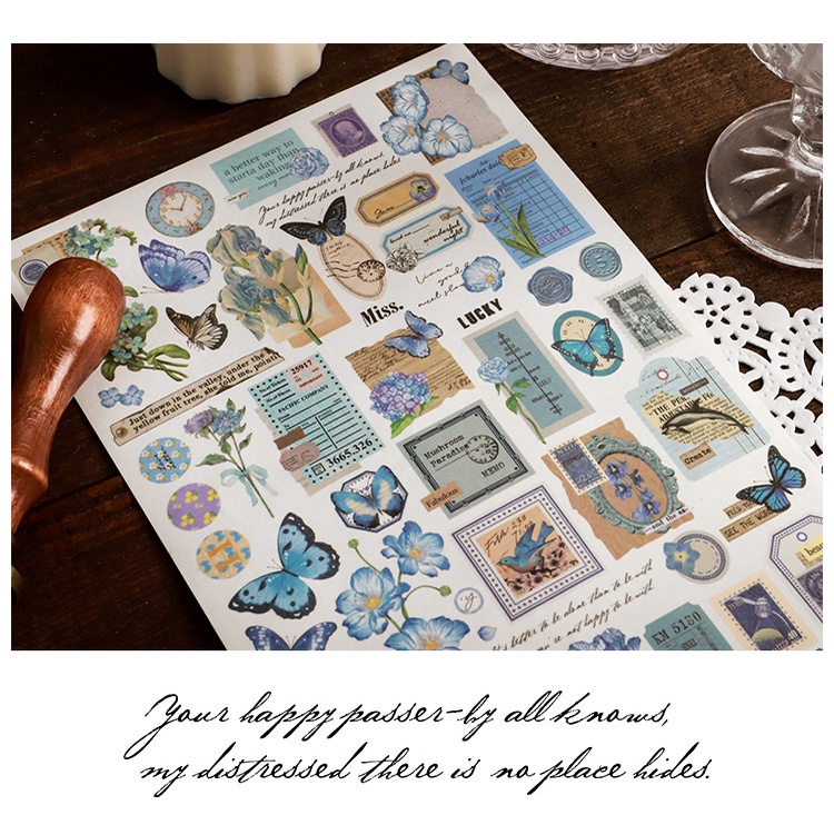 ENWEI 1 Sheet [Butterfly Garden Series] Vintage Journal Stickers Washi ...