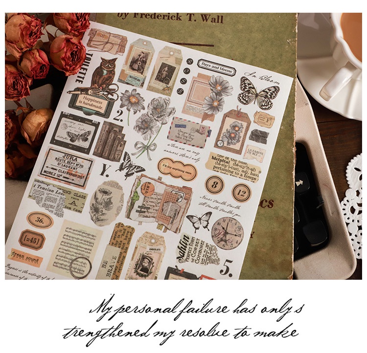 ENWEI 1 Sheet [Butterfly Garden Series] Vintage Journal Stickers Washi ...