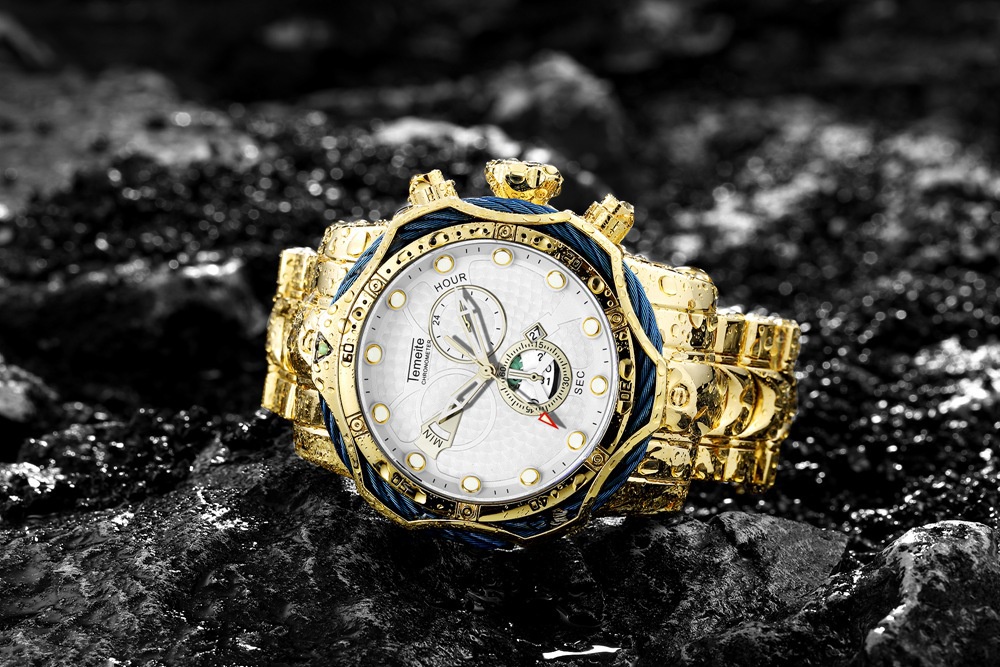 TEMEITE top Luxury Men's Watch Steel Band Quartz Classic Waterproof ...