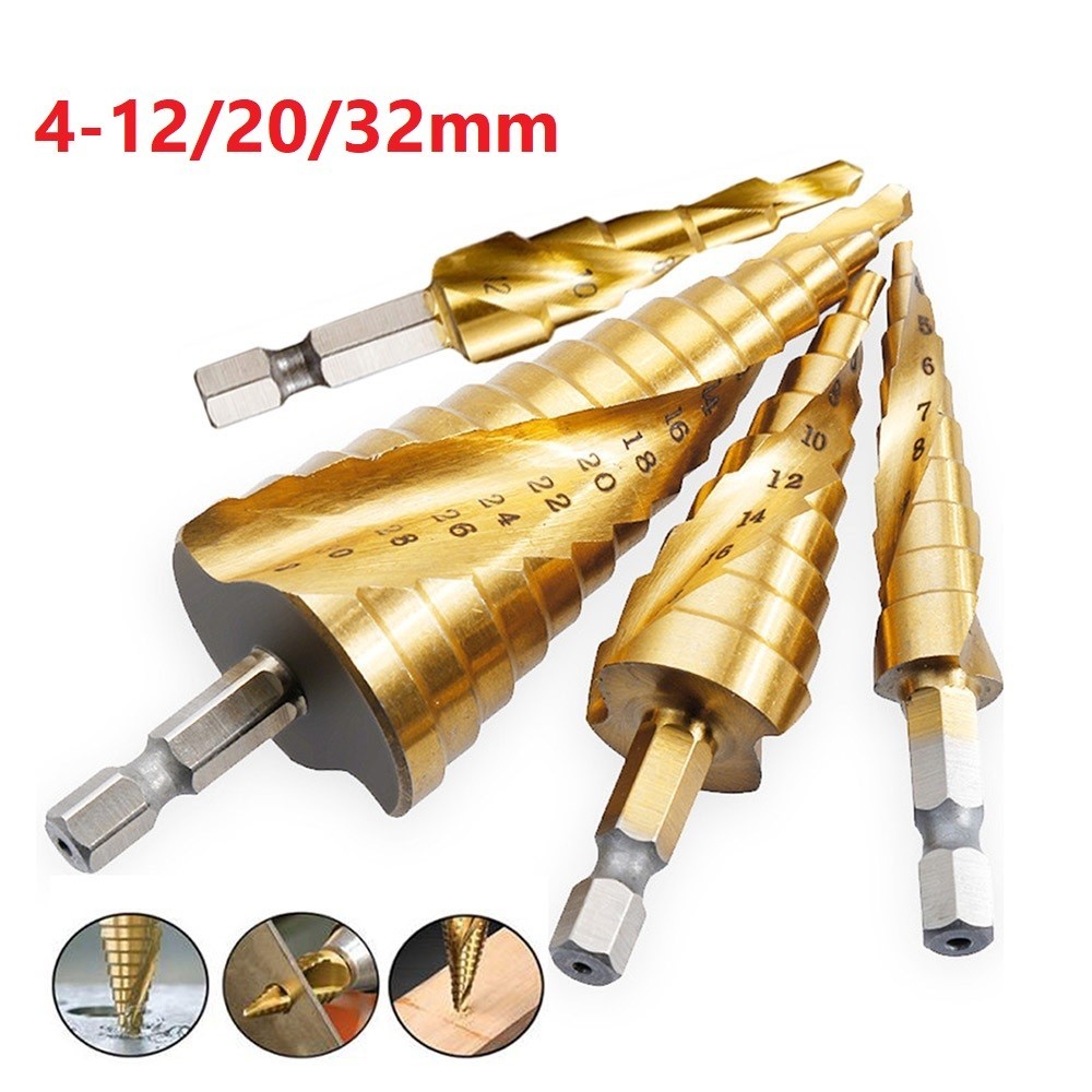 [ISHOWMAL] 4-12 / 20 / 32mm Hex Shank HSS Spiral Grooved Center Drill ...
