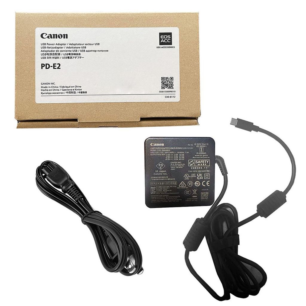 Canon PD-E2 USB Power Adapter (US Plug) for Canon EOS R Cameras ...