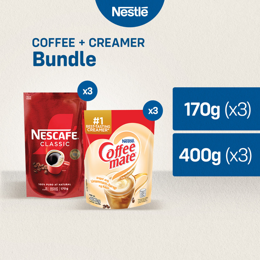 NESCAFE Classic Instant Coffee 170g - Pack of 3 + Coffee Mate Coffee ...