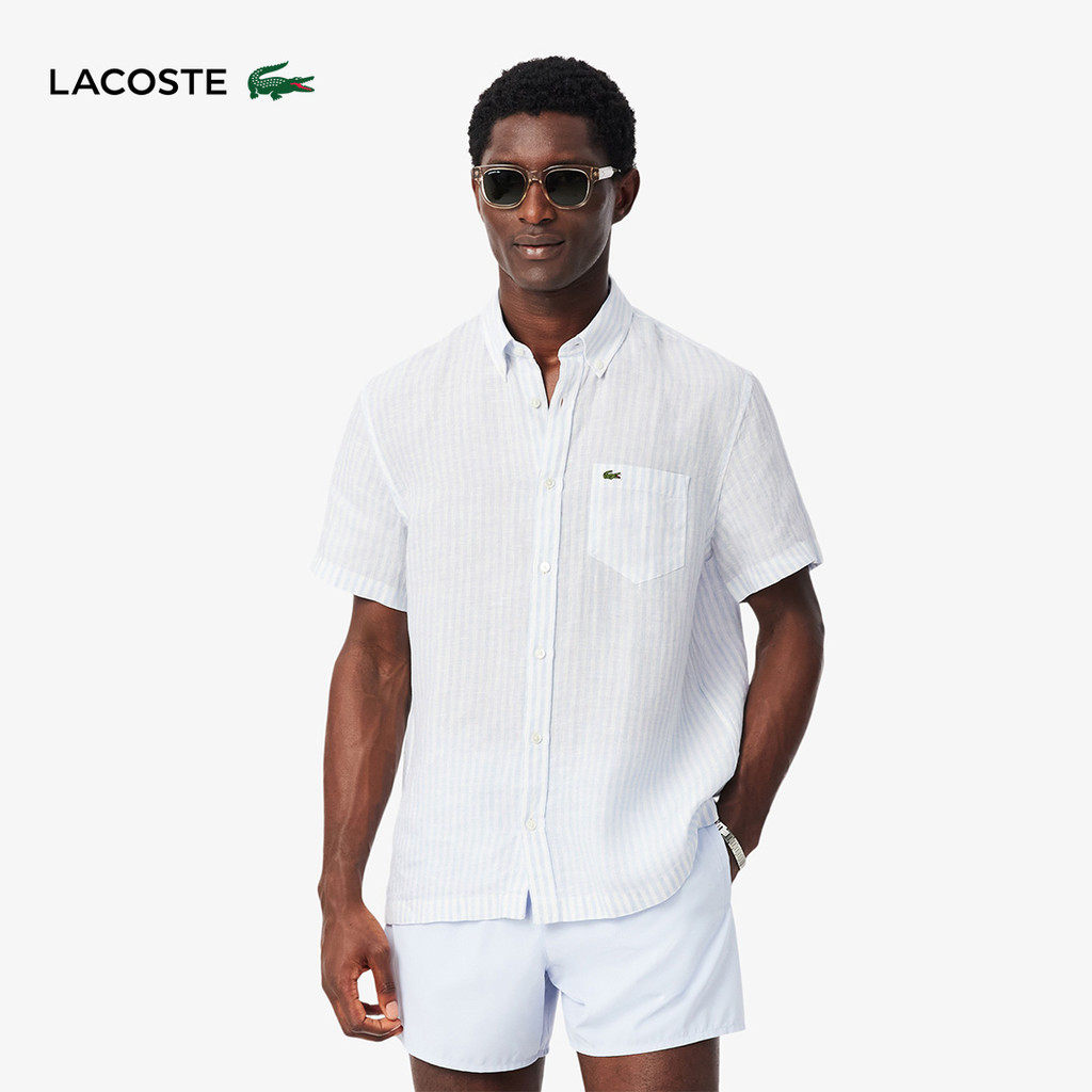 Lacoste Men's Regular Fit Short Sleeved Linen Shirt | Shopee Philippines