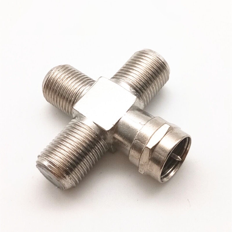 3 In 1 TV Jack Plug T Type Antenna Adapter RF Coaxial Connector F Type ...