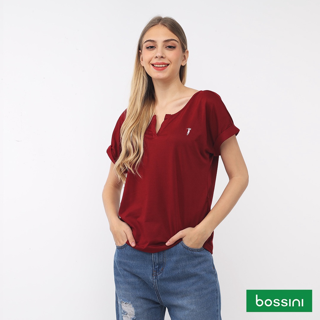 Bossini Ladies Cotton Spandex Plain Knits Short Sleeves Blouse OST11 ...