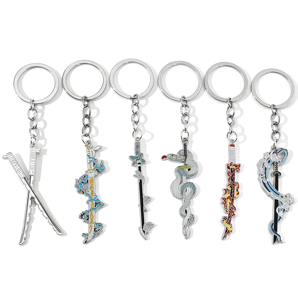Anime Demon Slayer Keychains Kimetsu No Yaiba Metal Sword Key Ring ...