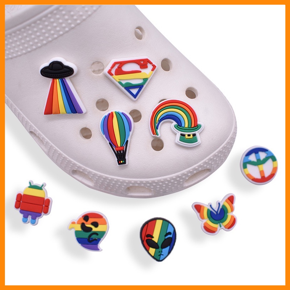 Shoes Charms for Jibbitz For Crocs Rainbow DIY Pins Button | Shopee ...