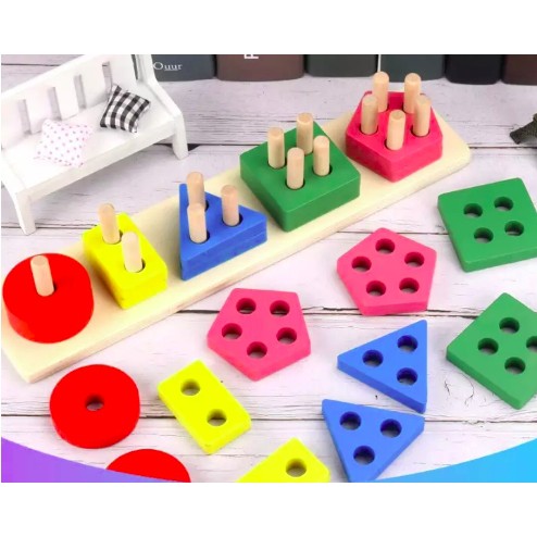 TFL Geometric Sorting Board Shape Color Wooden Toy Sorter Educational ...